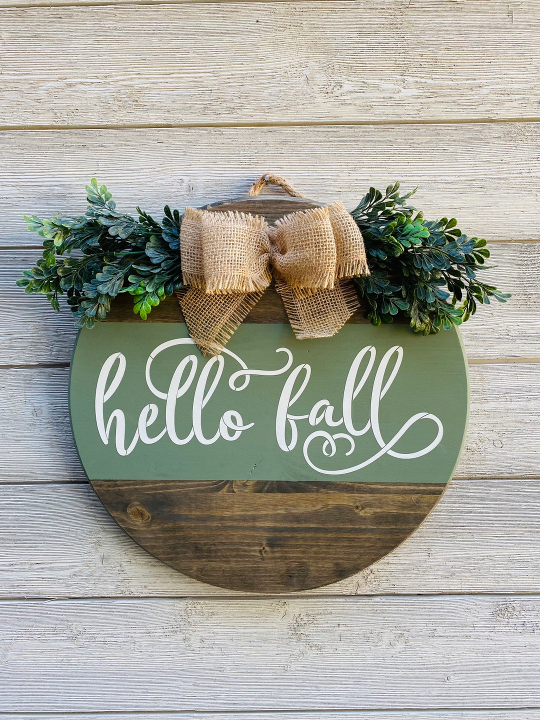 Hello Fall Round Wood Door Hanger/fall Round Sign/fall Decor/fall Porch ...