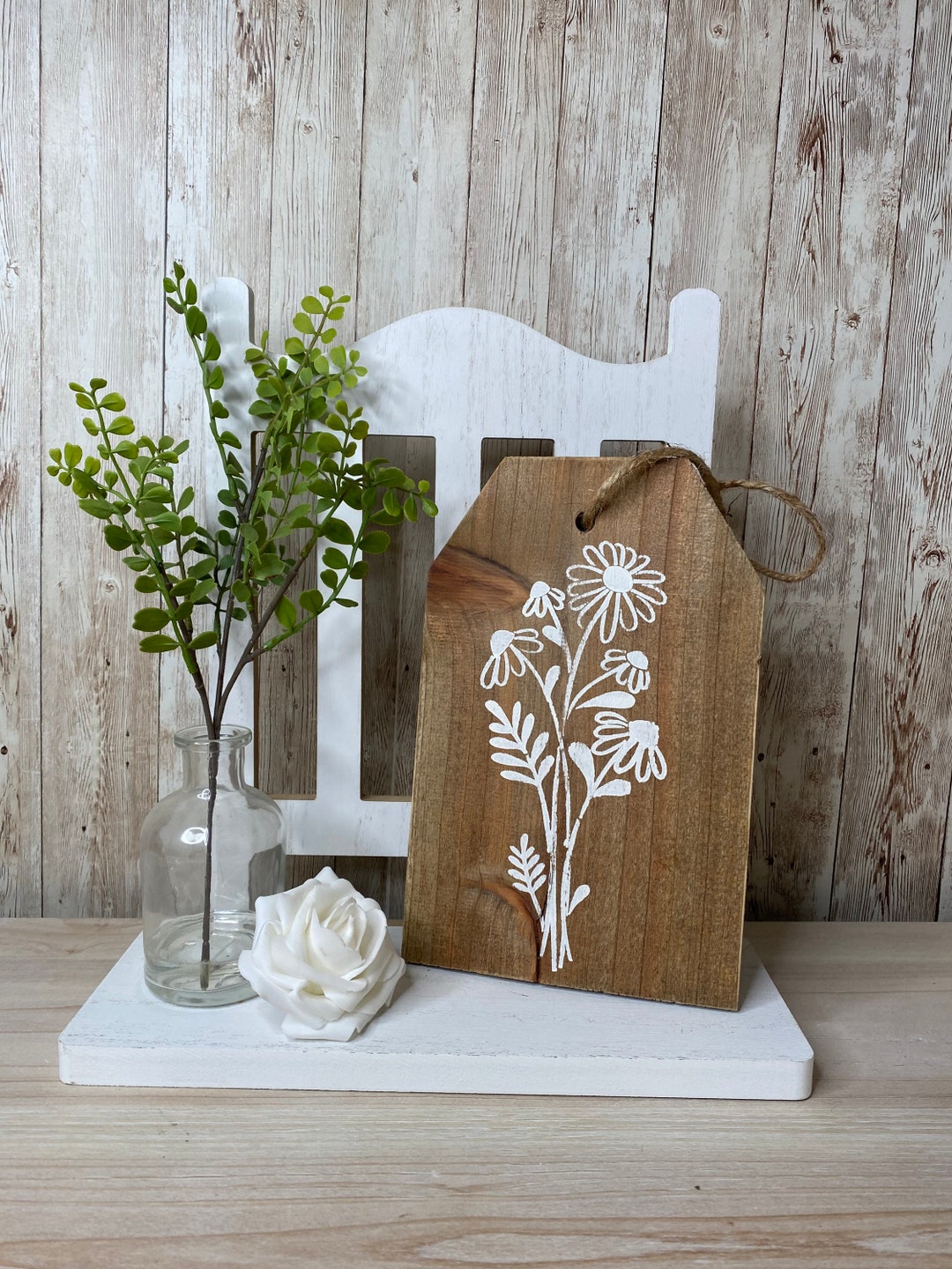 Rustic Flower Wood Tag /farmhouse Rustic Tag Decor/spring Decor / Home ...