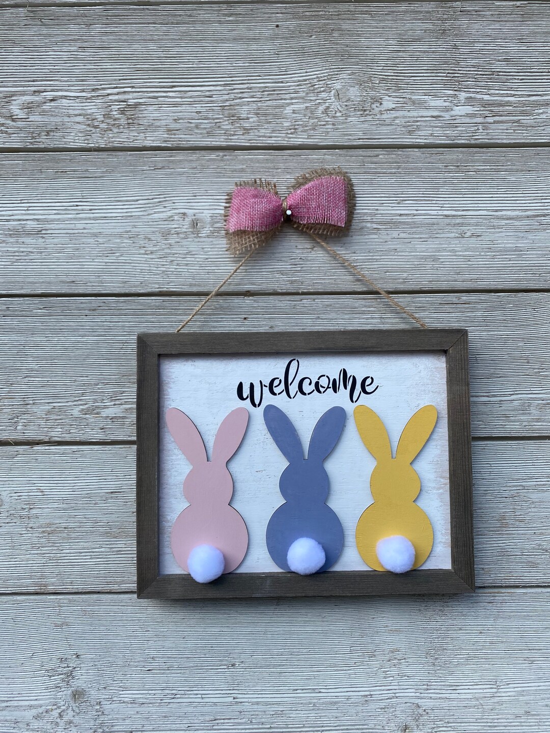 Welcome Bunny Sign/bunny Wood Sign/easter Wall Hanging Sign/easter ...