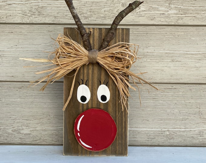 Rustic Wood Block Reindeer/rustic Reindeer/christmas Reindeer/christmas ...