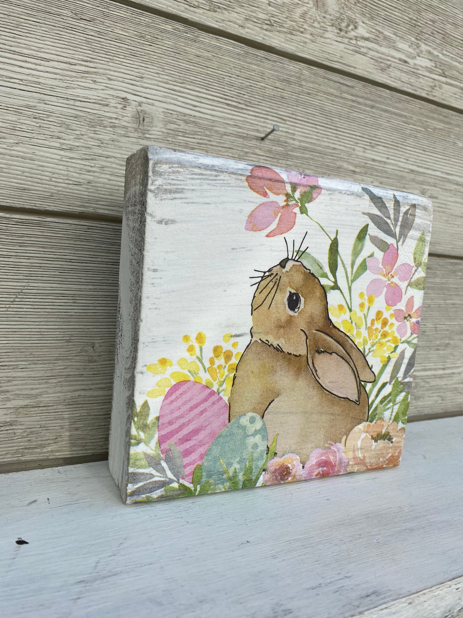 Easter Bunny Wood Block Sign/spring Wood Block Sign/spring Decor Sign ...
