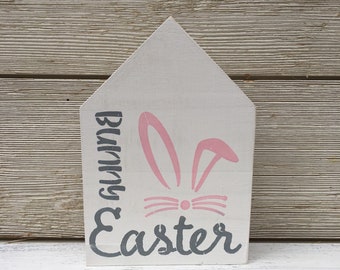 Easter Bunny Wood Block Sign/spring Wood Block Sign/spring Decor Sign ...