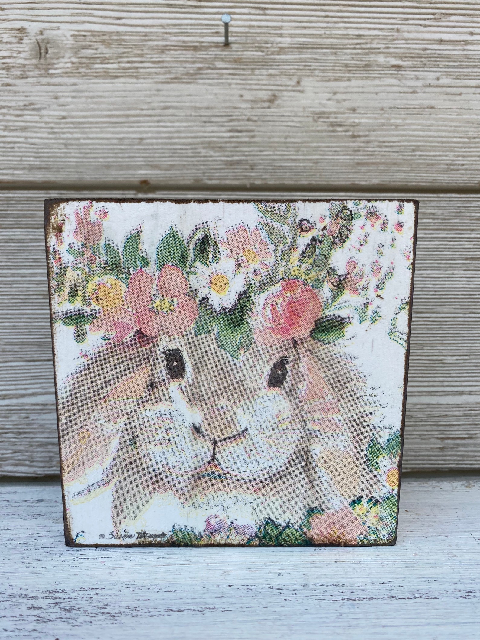 Bunny Wood Block Sign/easter Wood Tier Tray Sign/easter - Etsy