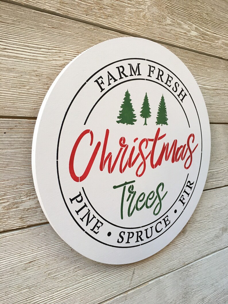 Farm Fresh Christmas Trees Round Wood Sign/christmas Round - Etsy