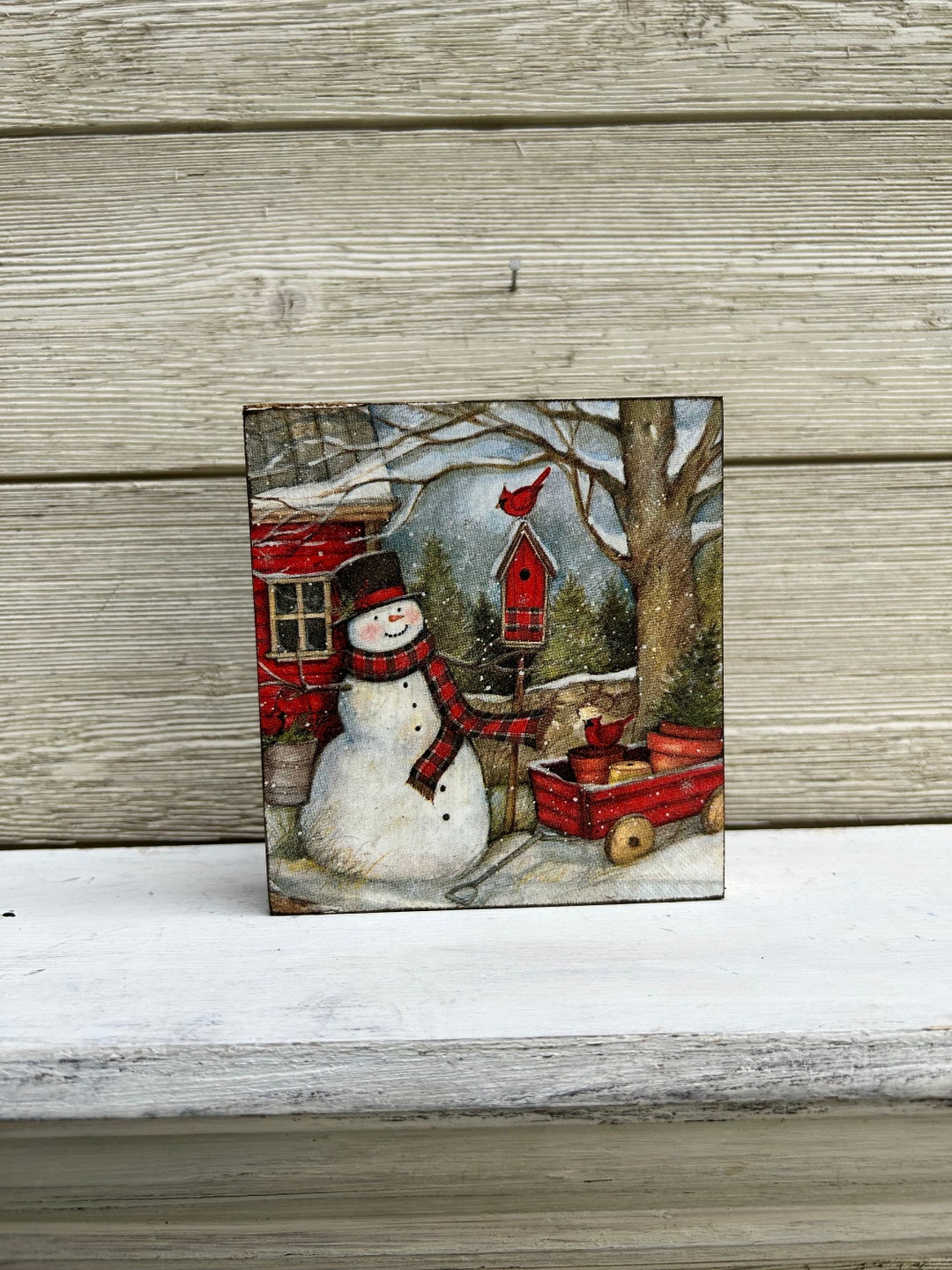 Christmas Snowman Wood Block Sign/snowman Christmas Wood Sign/christmas ...