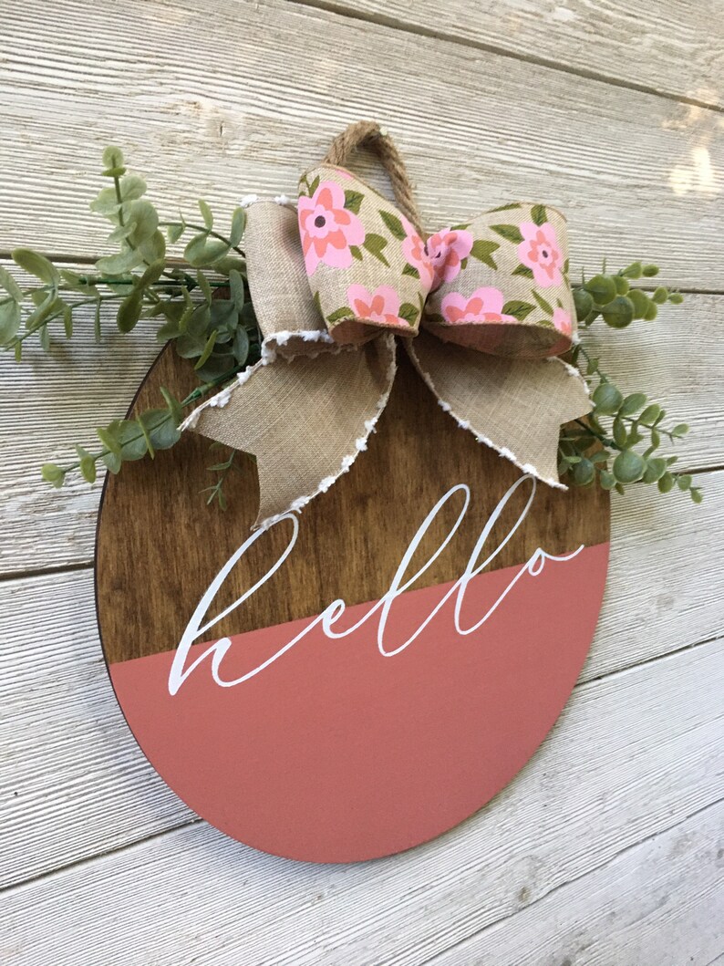 Hello Wood Round Sign/hello Door Hanger/hello Wood | Etsy