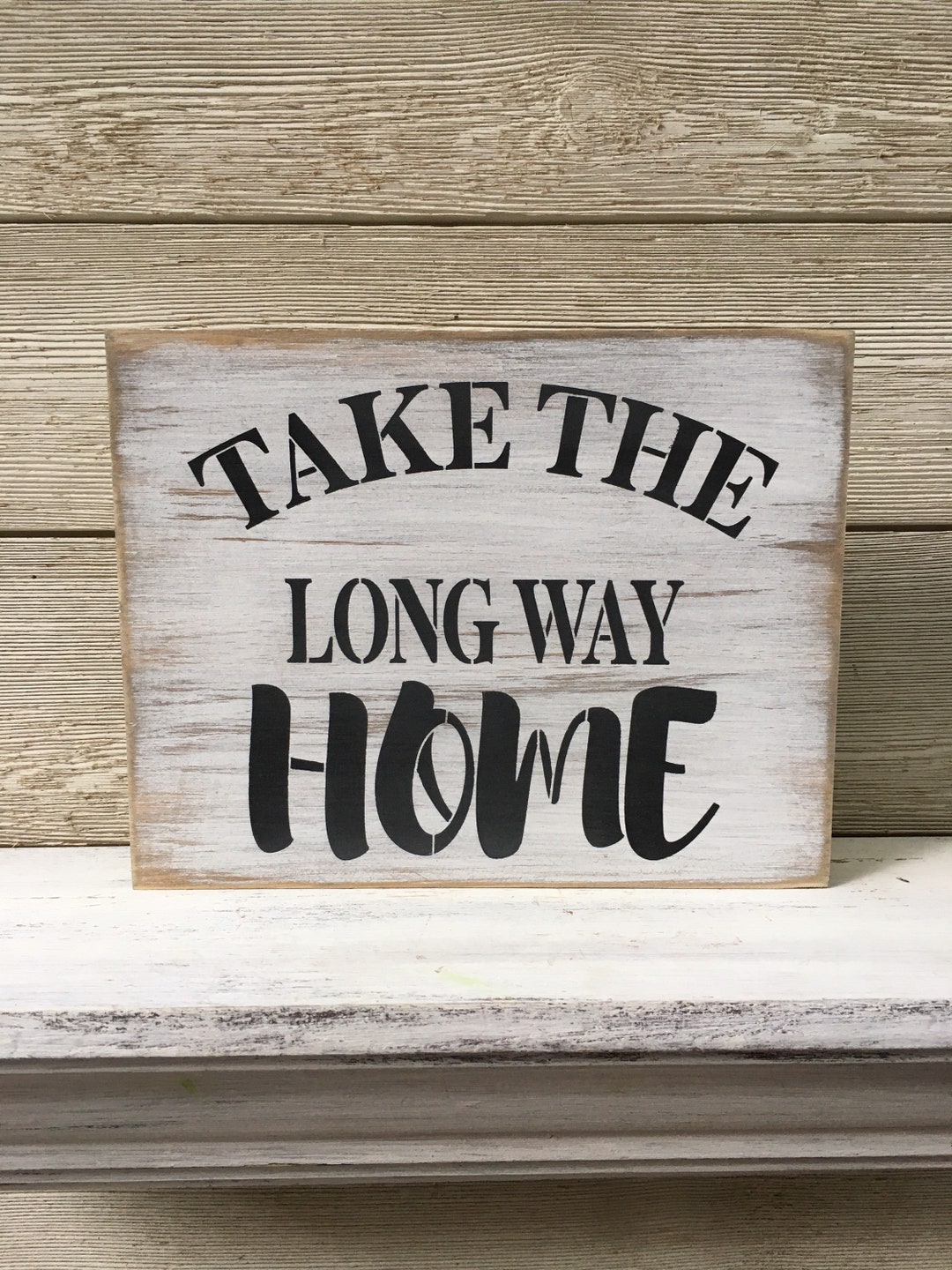 Take the Long Way Home Farmhouse Wood Block Sign/country Wood Block ...