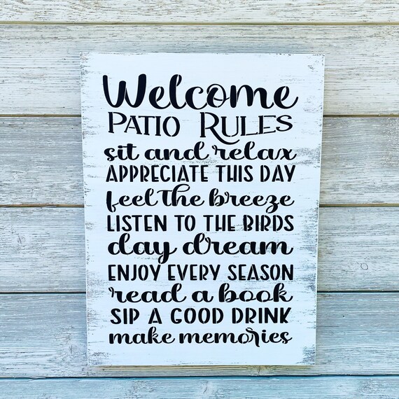 Welcome Patio Rule Sign/patio Wood Sign/patio Decor Sign/decor - Etsy