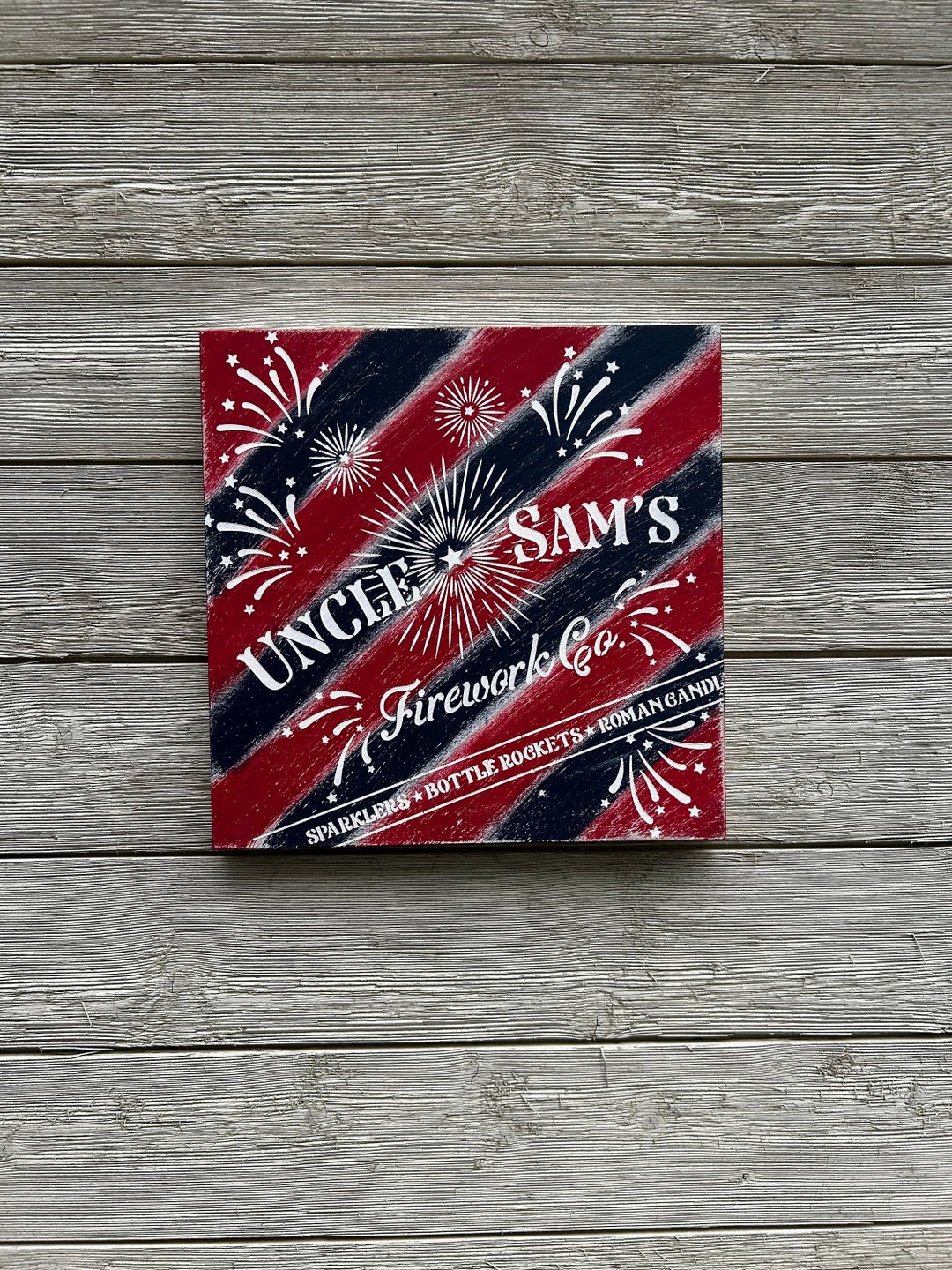 Uncle Sams Firework Co. Wood Canvas Sign /patriotic Decor/patriotic ...