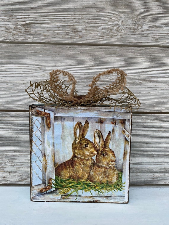 Rustic Easter Wood Block Sign/easter Wood Sign /easter Shelf | Etsy