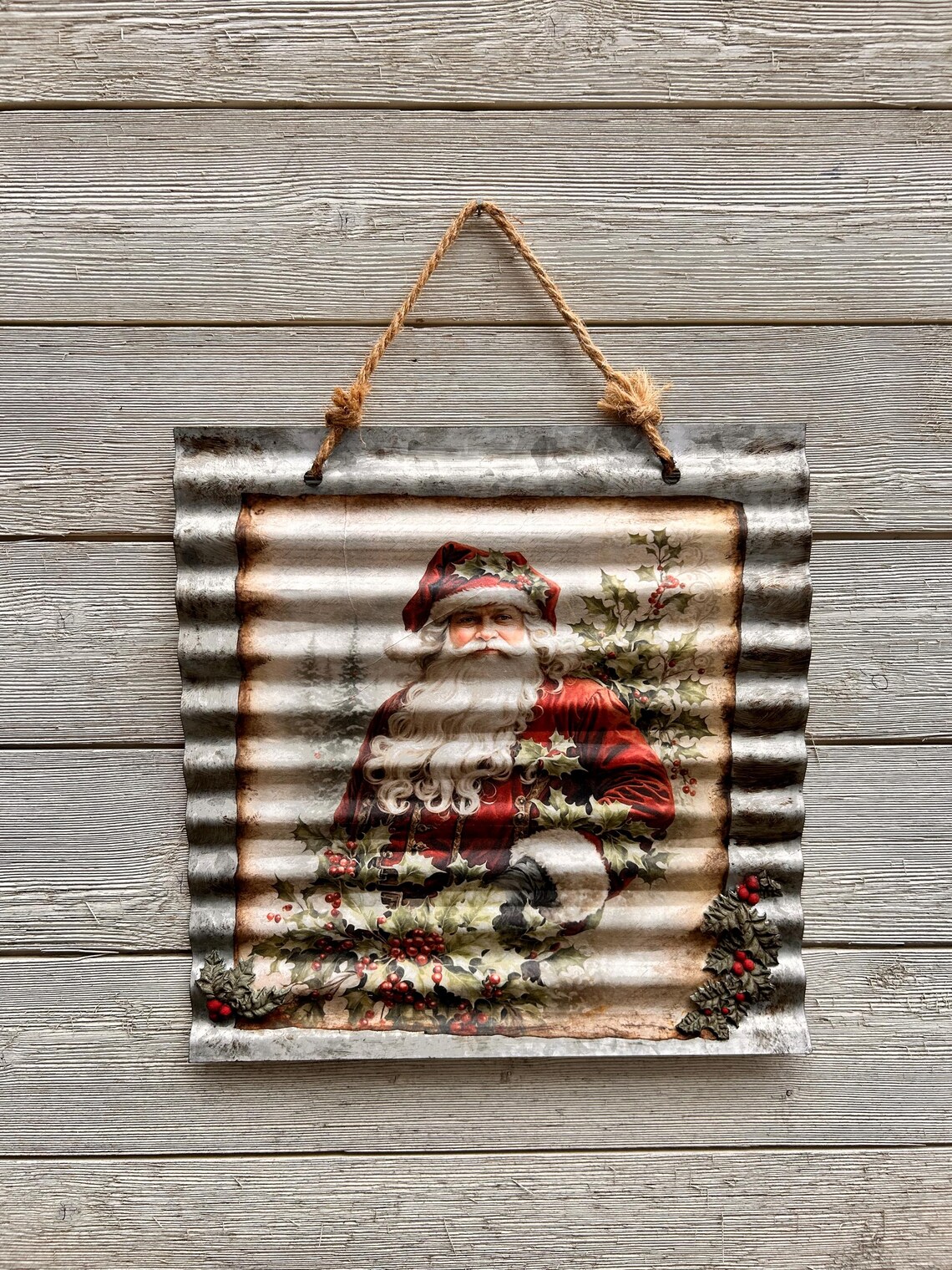 Rustic Santa Christmas Metal Wall Sign/christmas Decor/santa Wood Sign ...