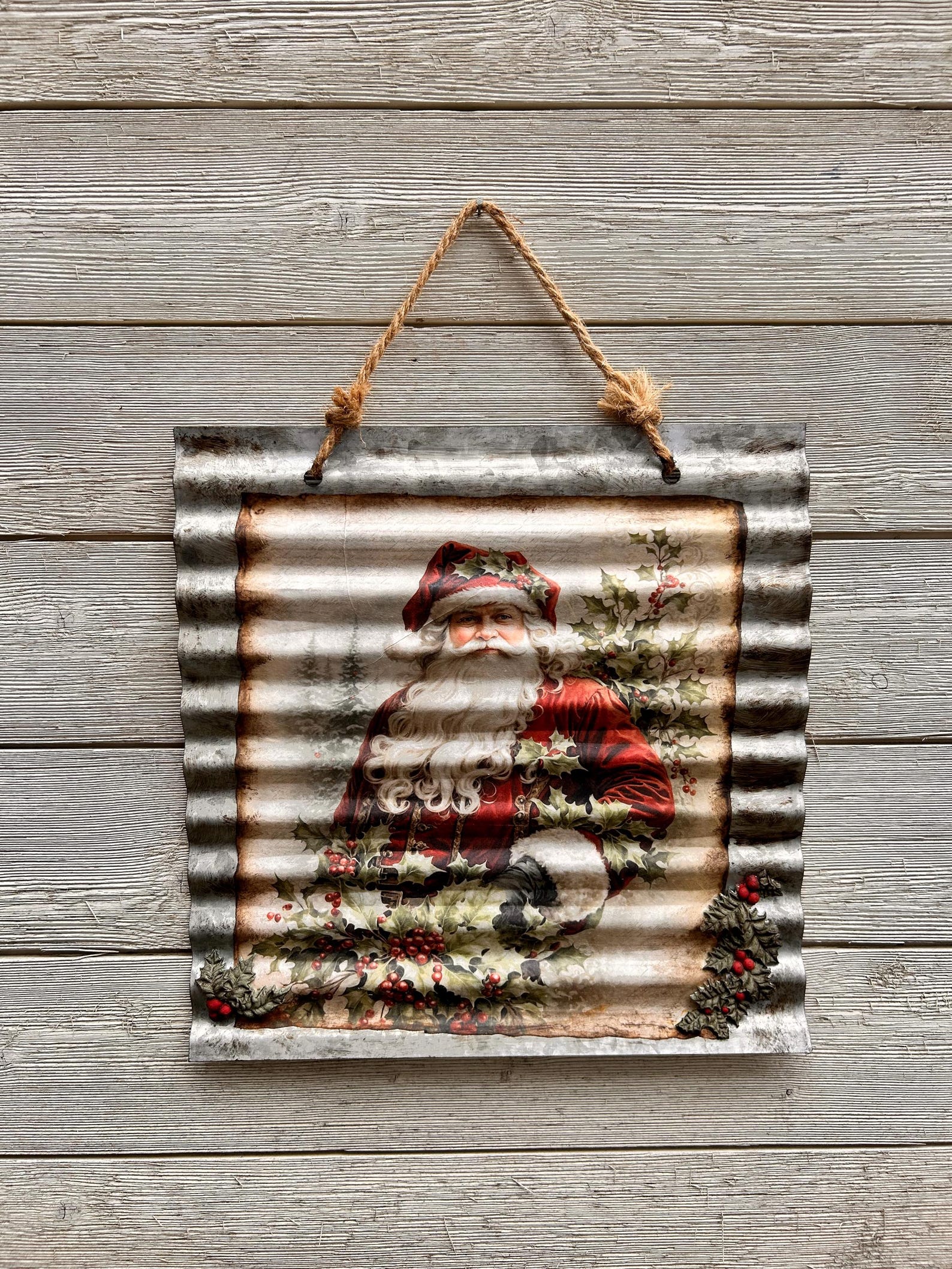 Rustic Santa Christmas Metal Wall Sign/christmas Decor/santa Wood Sign ...