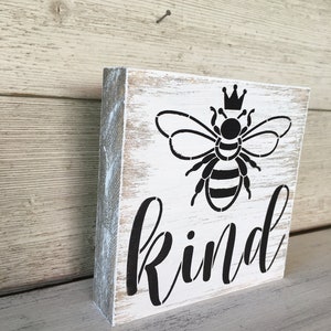 Bee Kind Wood Block Sign/bee Sign/bee Kind Sign - Etsy