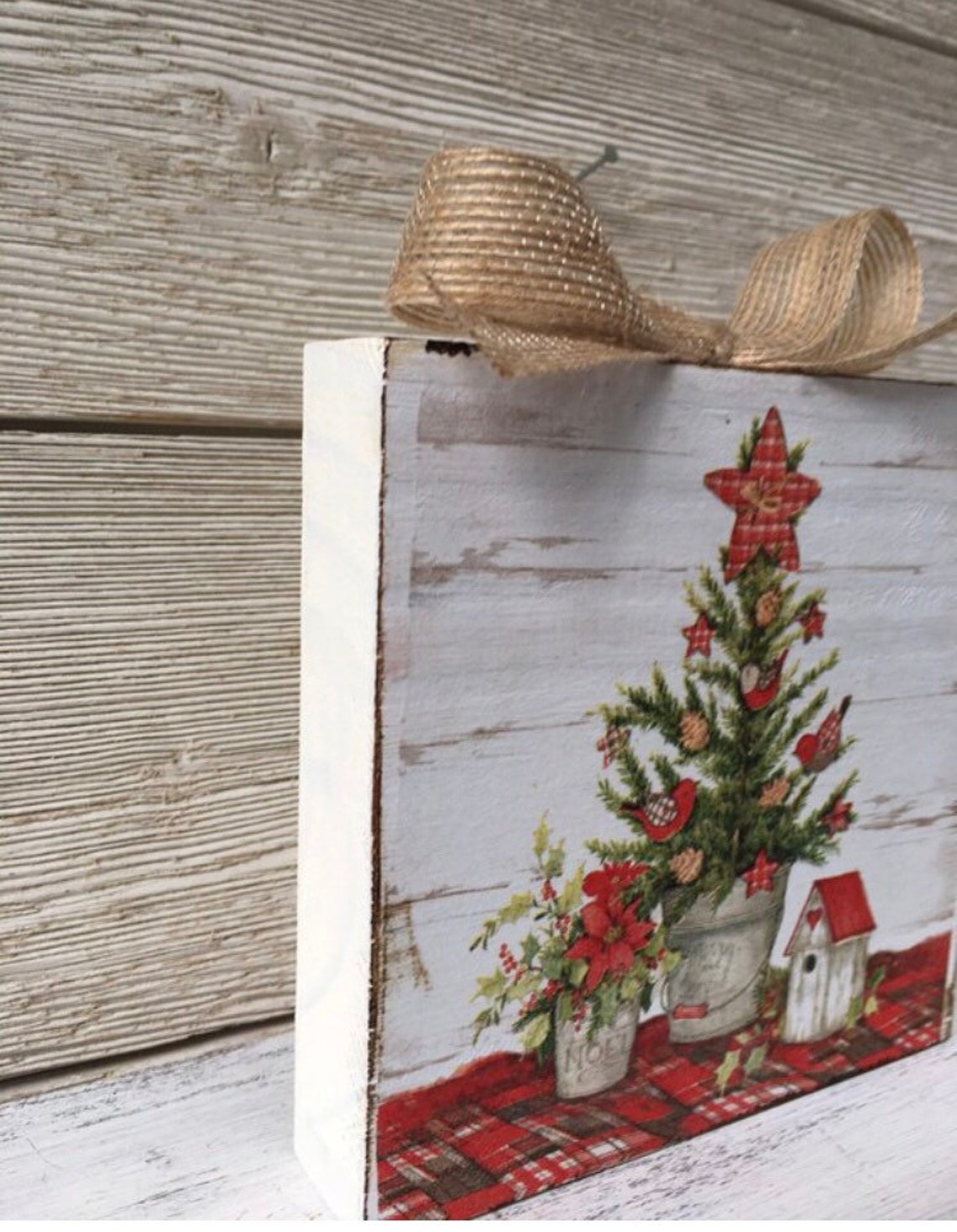 Farmhouse Christmas Wood Block Sign/christmas Wood Block | Etsy