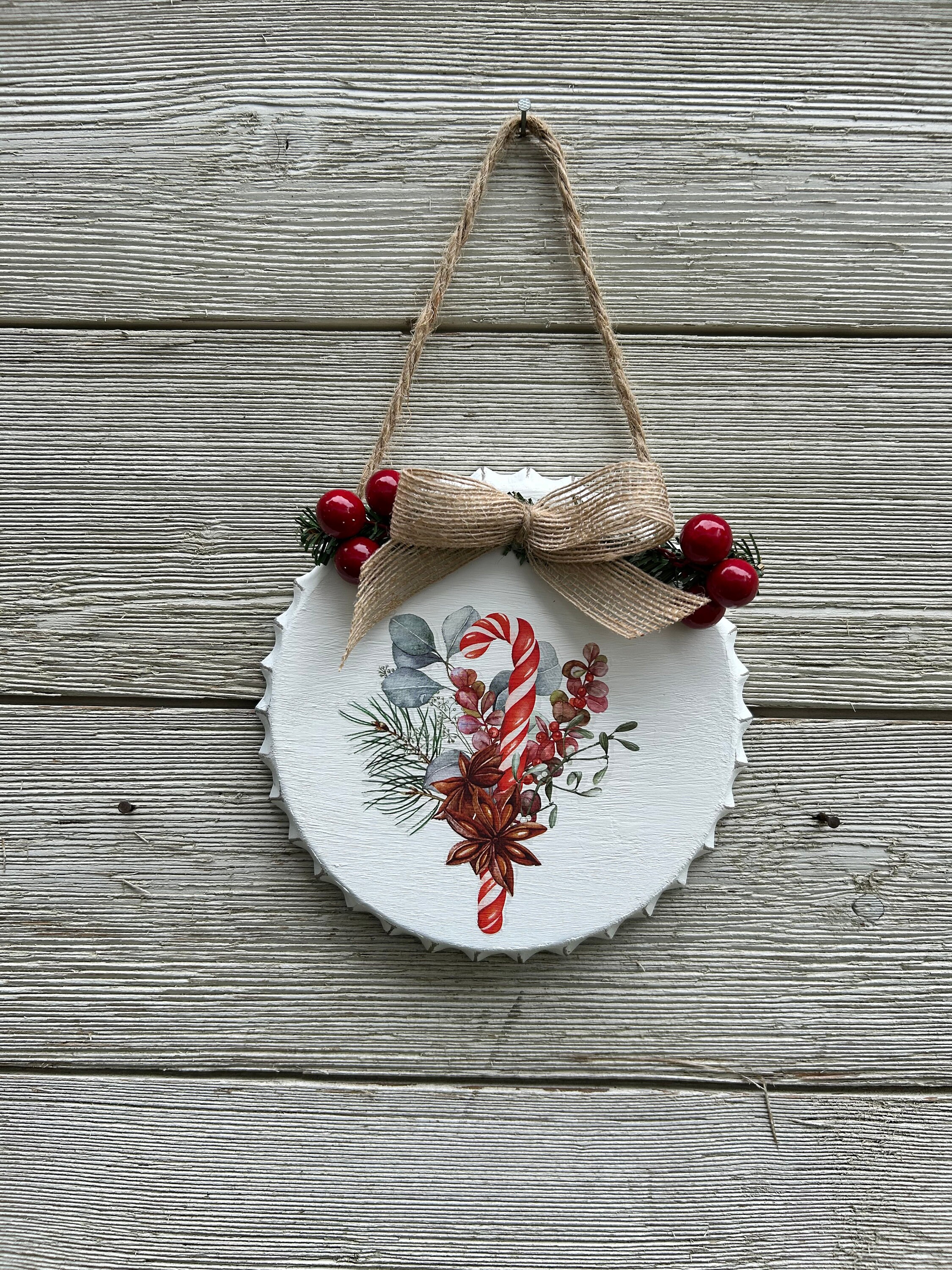 Candy Cane Metal Lid Wall Hanging Sign/christmas Wall Decor /christmas ...