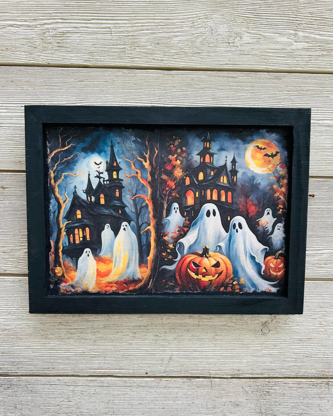 Haunted House Wood Canvas Sign/halloween Decor/ Halloween Haunted House ...
