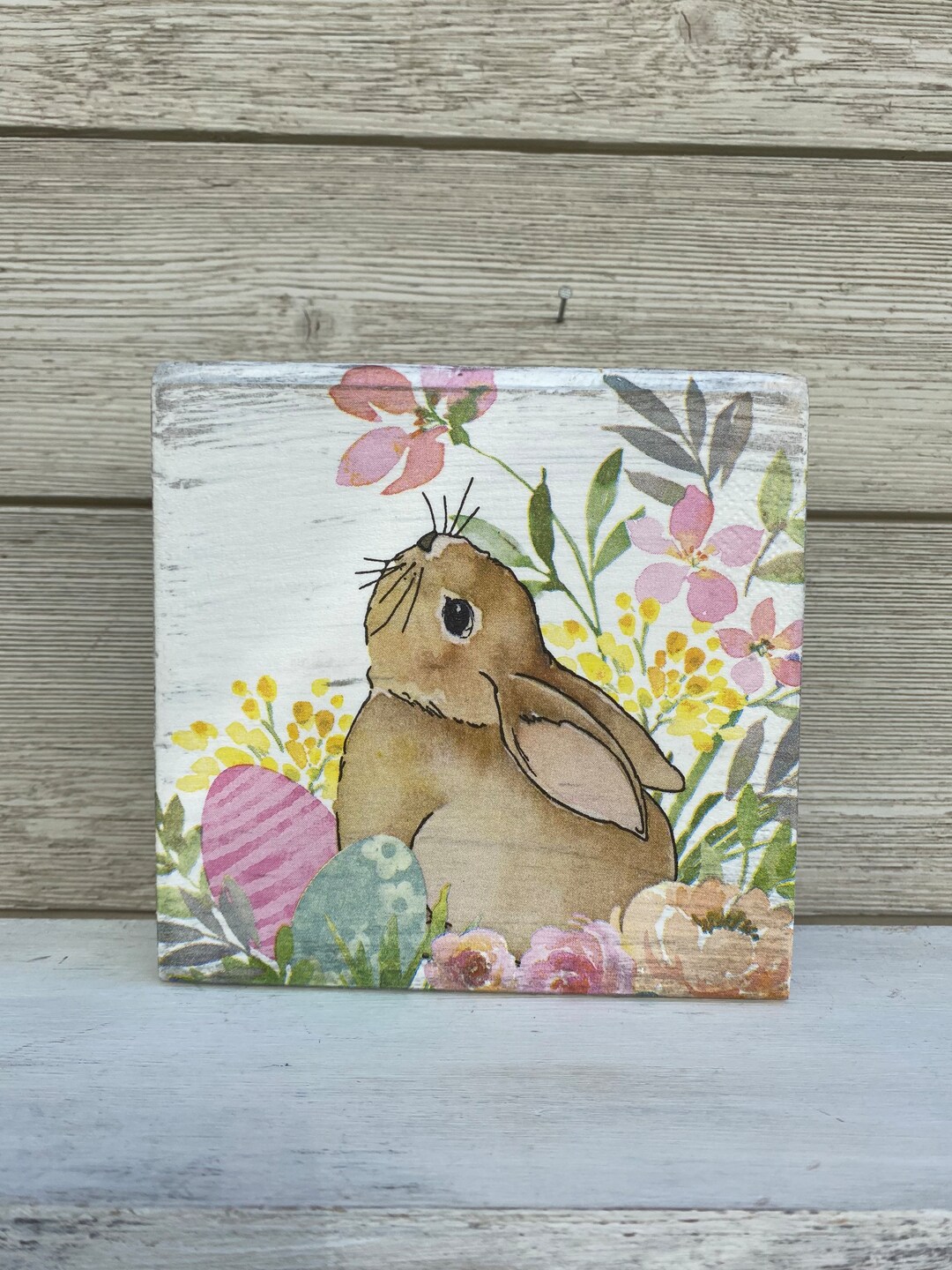 Easter Bunny Wood Block Sign/spring Wood Block Sign/spring Decor Sign ...