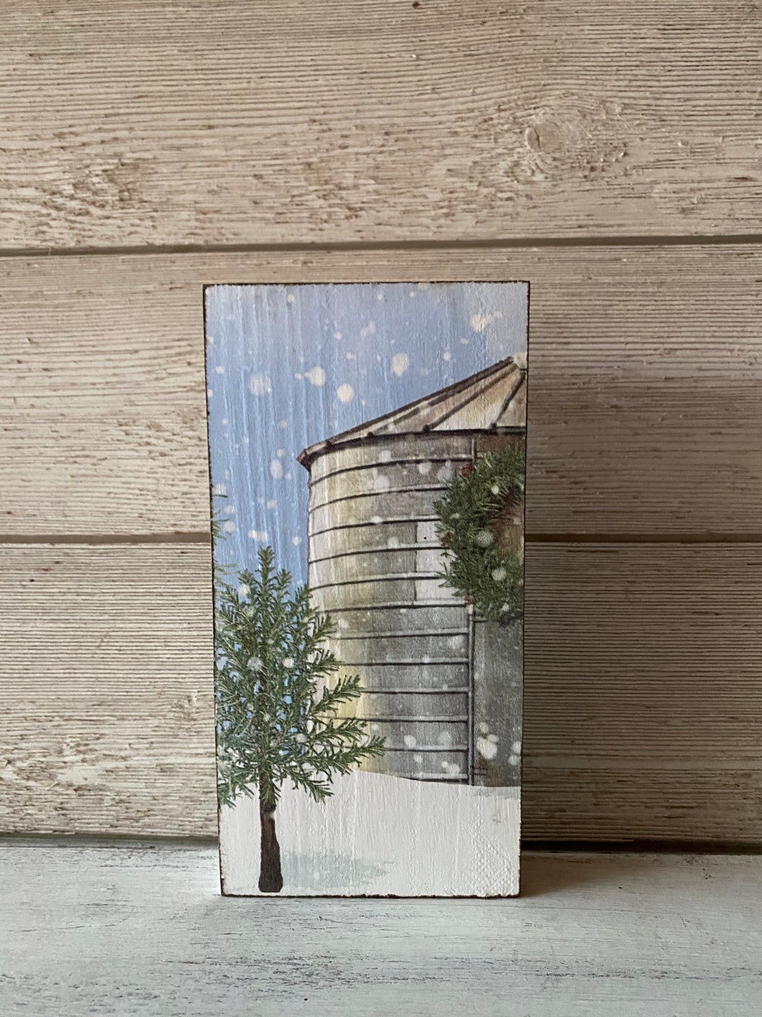 Farmhouse Christmas Silo Wood Block Sign/ Farmhouse Christmas Decor ...