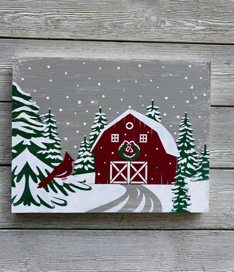 Rustic Christmas Barn Wood Wall Canvas Sign/christmas Wood Decor Sign ...