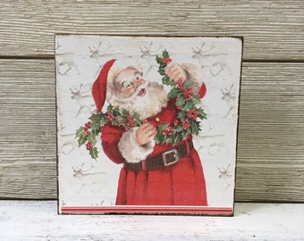 Wood Block Santa - Etsy