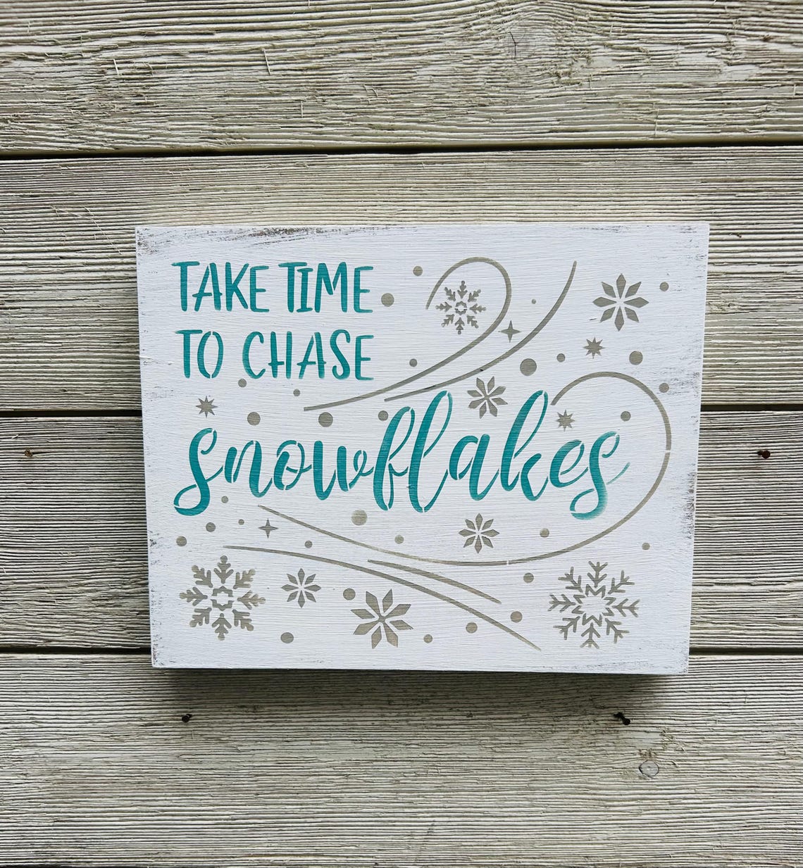 Take Time to Chase the Snowflakes Wood Canvas Sign/farmhouse Christmas ...