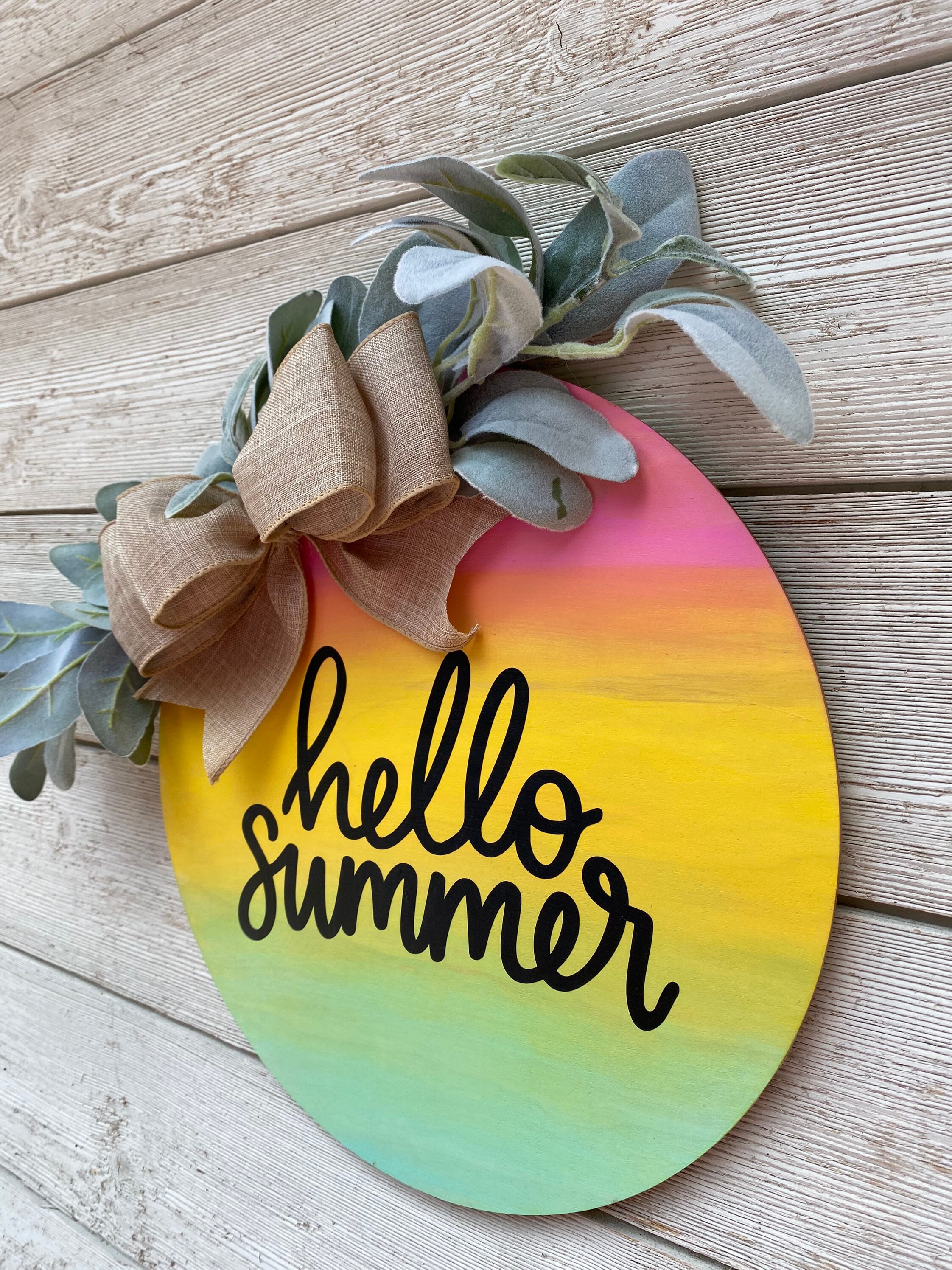 Hello Summer Wood Round Sign/summer Round Sign/summer Decor Sign - Etsy