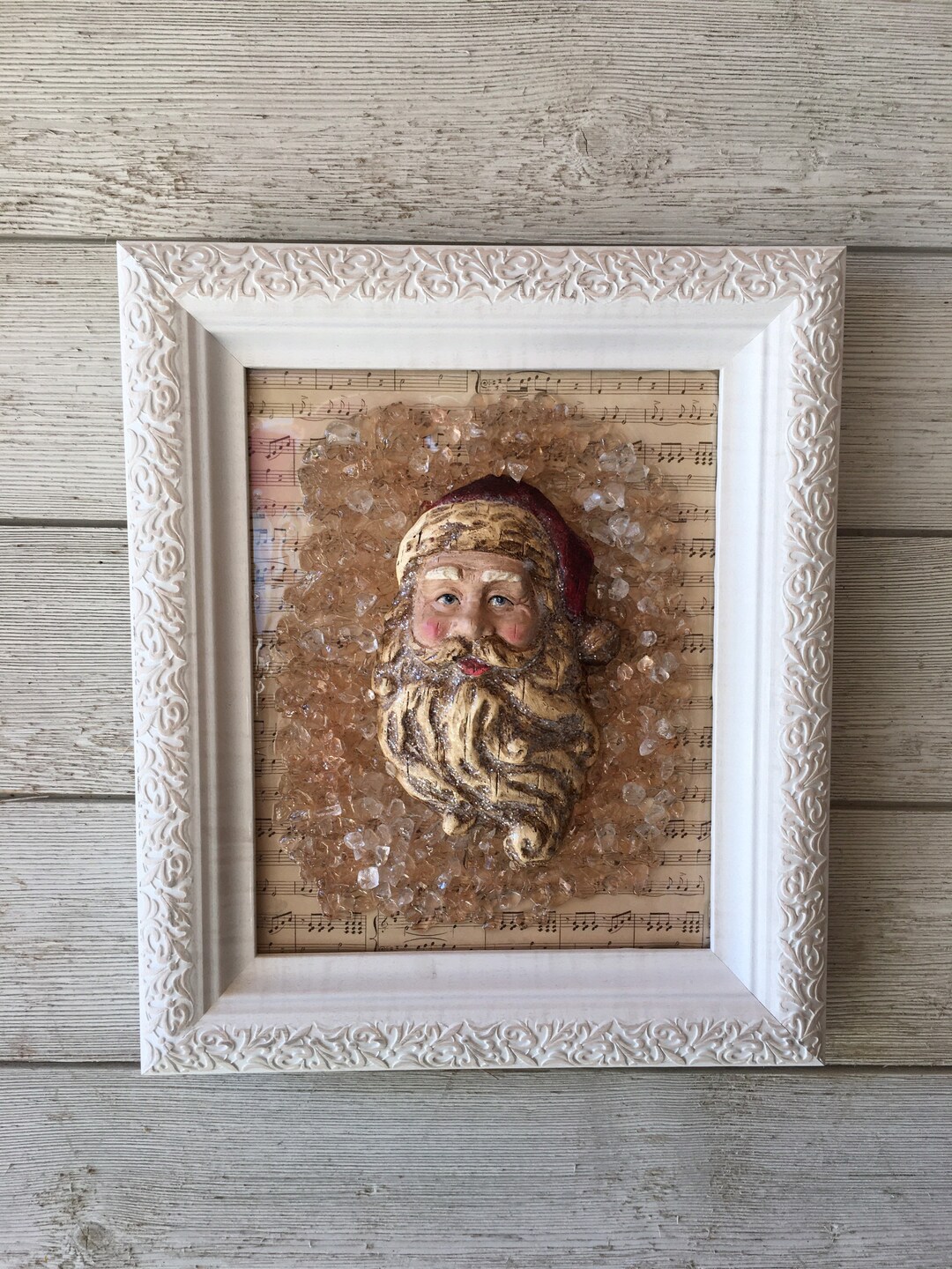 Resin Santa Wall Art/christmas Resin Decor /rustic Santa Resin Art ...