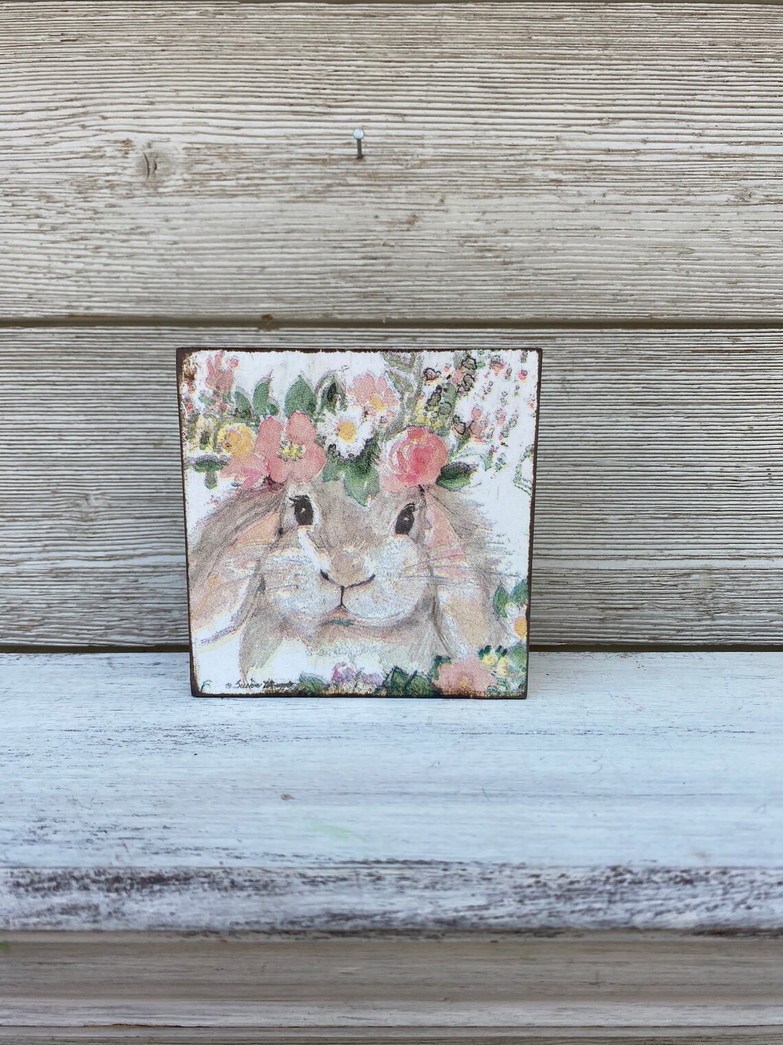 Bunny Wood Block Sign/easter Wood Tier Tray Sign/easter - Etsy