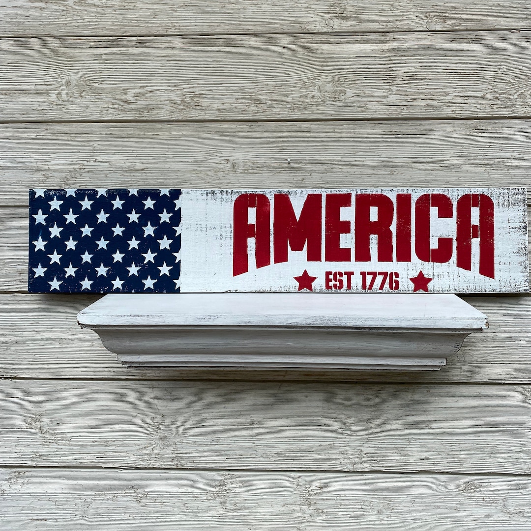 Rustic America Est 1776 Wood Sign/Rustic 4th of July Decor/Independence ...