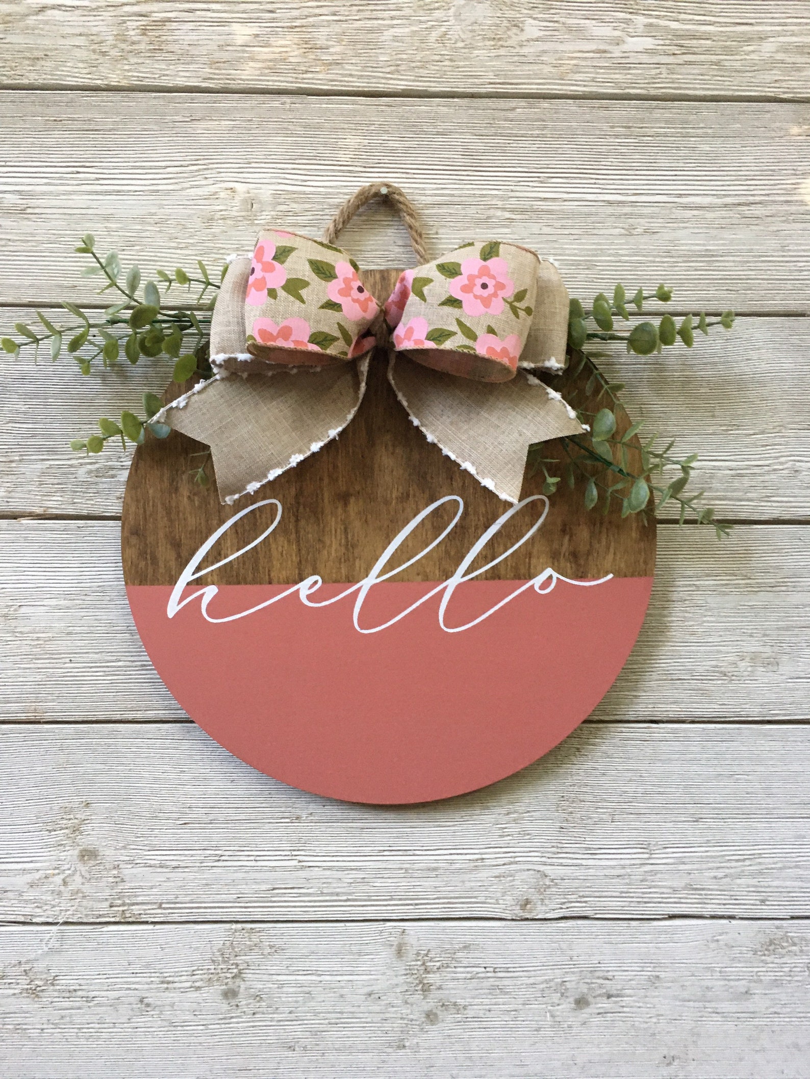 Hello Wood Round Sign/hello Door Hanger/hello Wood | Etsy