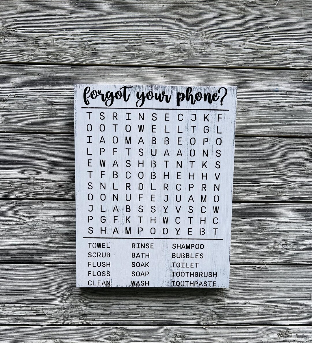 Forgot Your Phone Word Search Wood Canvas Bathroom Sign/bathroom Wood ...