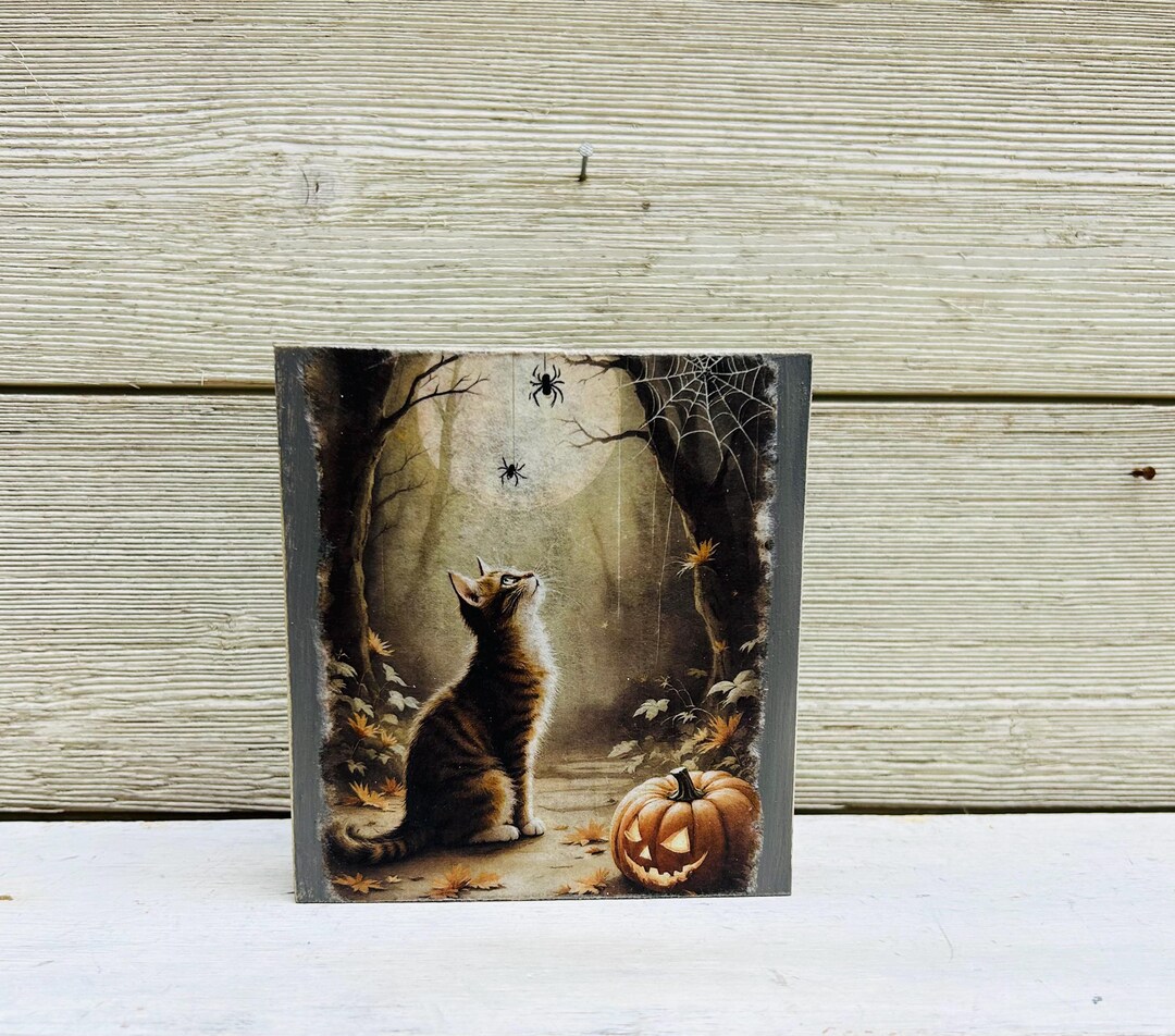 Halloween Cat Wood Sign/halloween Art/halloween Decor - Etsy