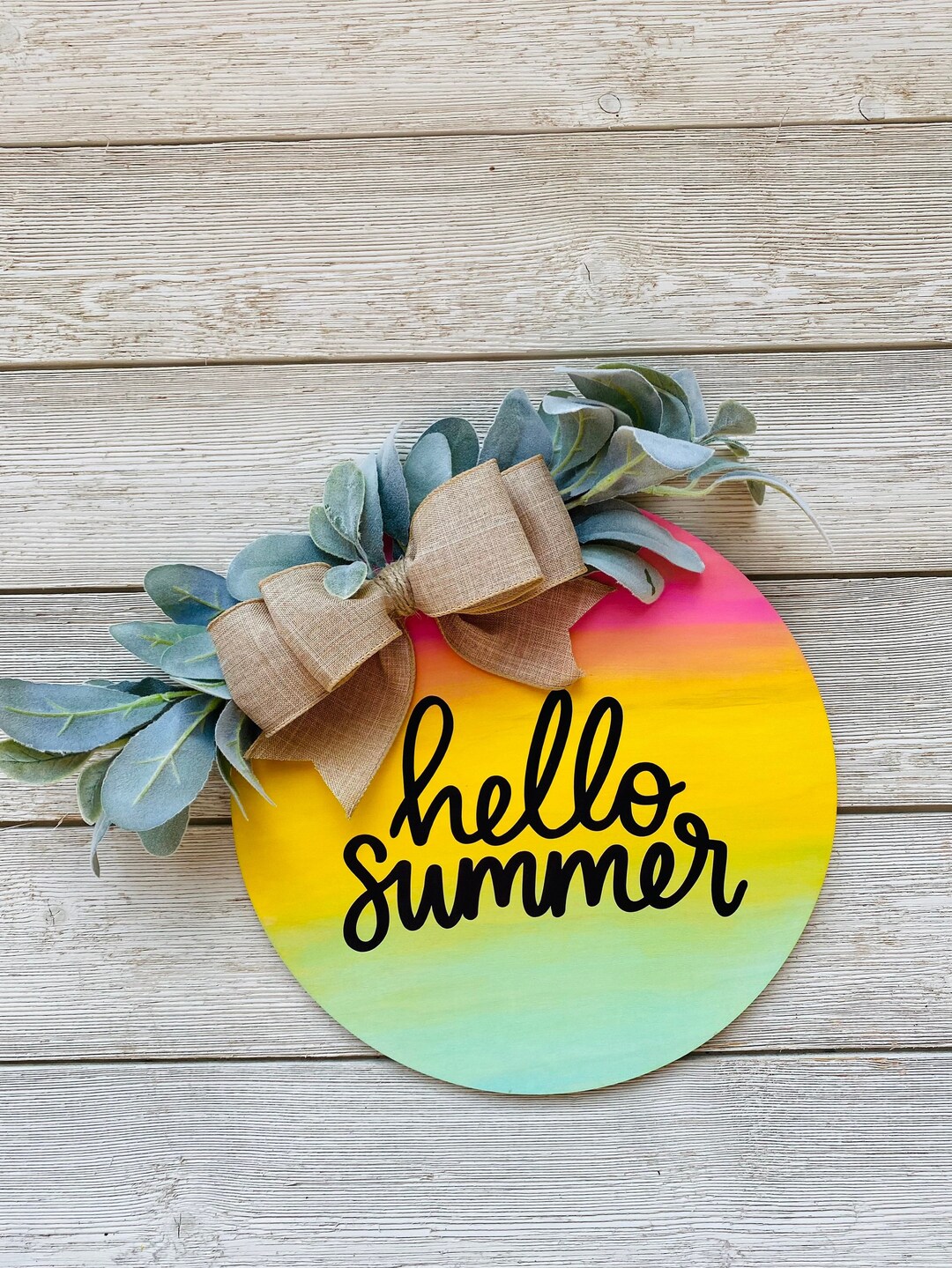 Hello Summer Wood Round Sign/summer Round Sign/summer Decor Sign - Etsy