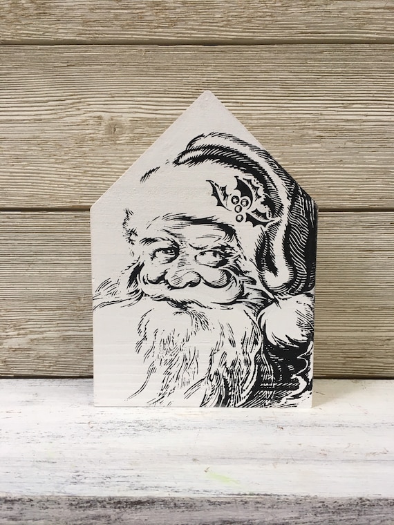 Santa Wood Block House/Christmas Wood Block house/Christmas | Etsy