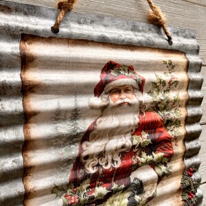 Rustic Santa Christmas Metal Wall Sign/christmas Decor/santa Wood Sign ...