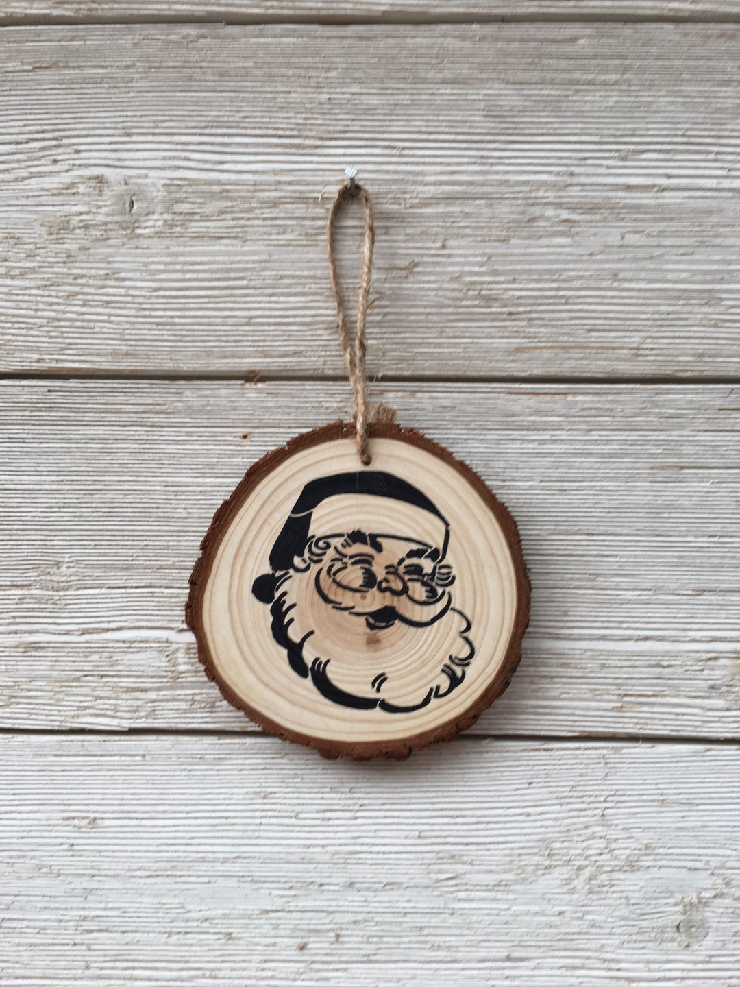 Farmhouse Santa Wood Slice Ornament/christmas Decor/christmas Ornament ...