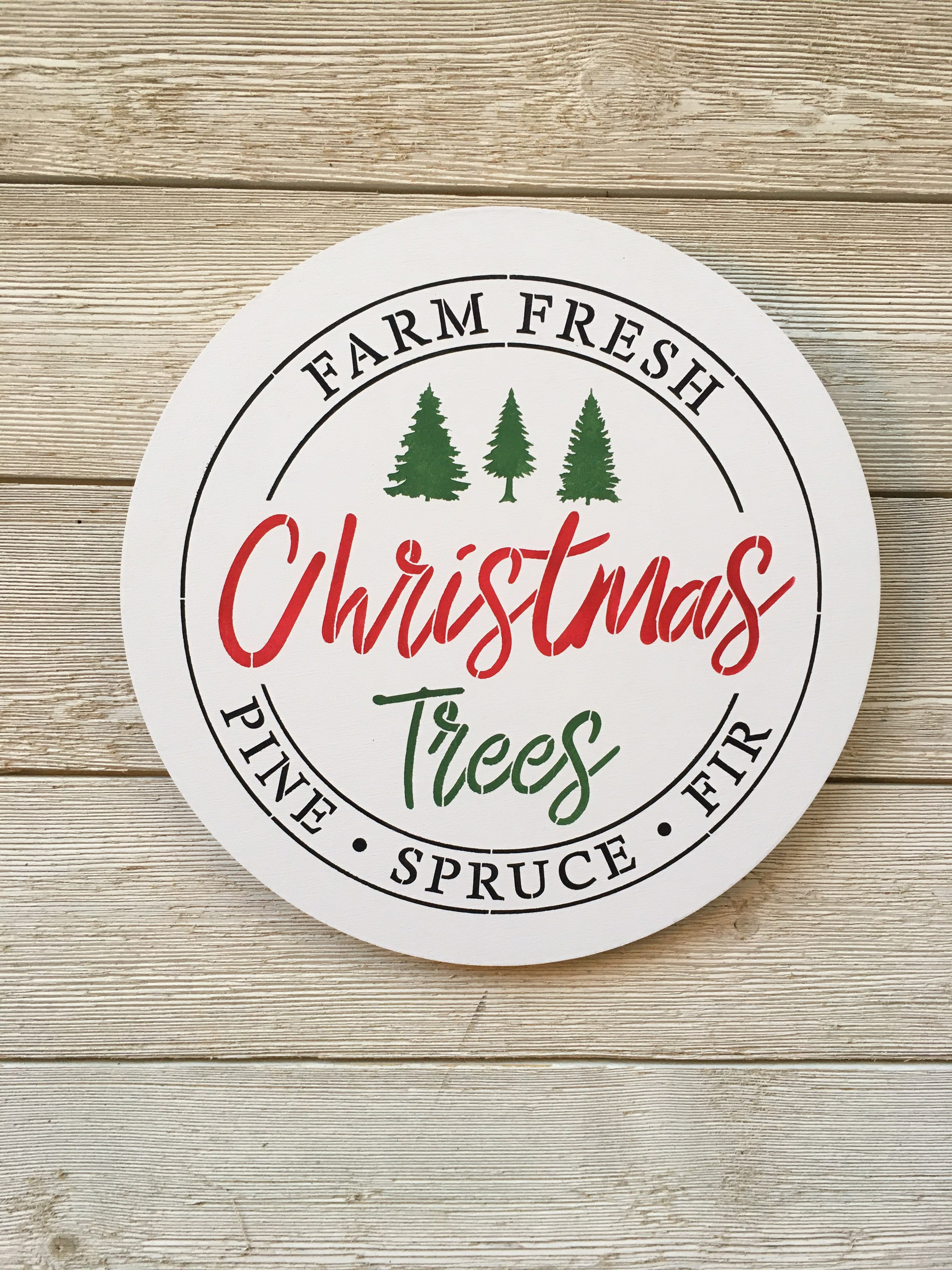 Farm Fresh Christmas Trees Round Wood sign/Christmas Round | Etsy