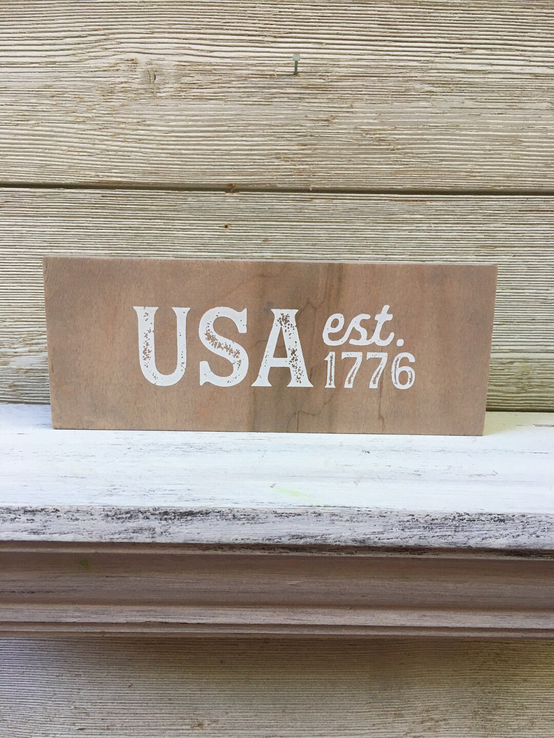 USA EST. 1776 Wood Block Sign/fourth of July Wood Sign/usa Wood Sign ...