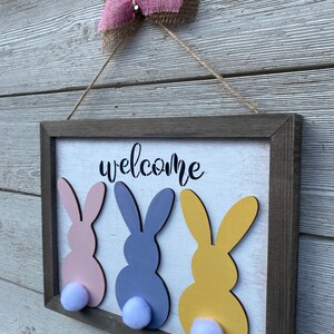 Welcome Bunny Sign/bunny Wood Sign/easter Wall Hanging Sign/easter ...