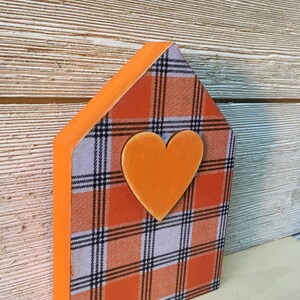 Orange Plaid Wood Block House Sign/fall Decor/wood Block House - Etsy