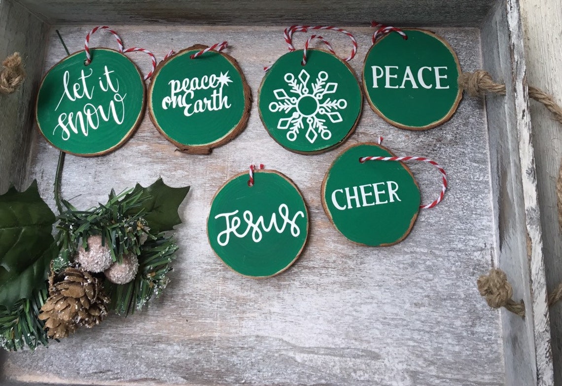 Rustic Wood Slice Christmas Ornaments /rustic Decor /christmas - Etsy
