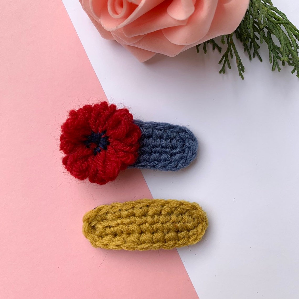 Knitting Snap Clips Set of 2 , Knitting Hair Clips Set , Toddlers Hair ...
