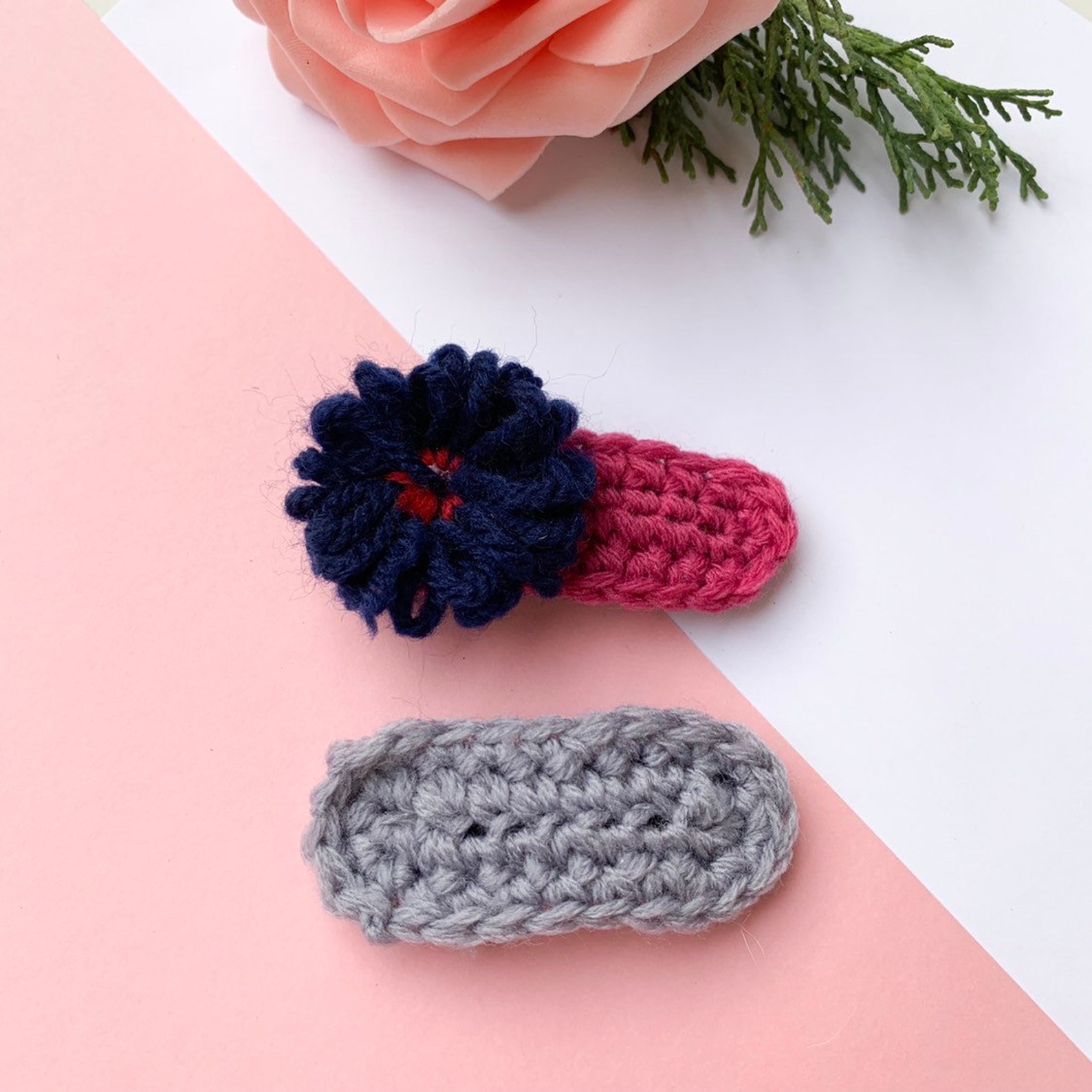 Knitting Snap Clips Set of 2 , Knitting Hair Clips Set , Toddlers Hair ...