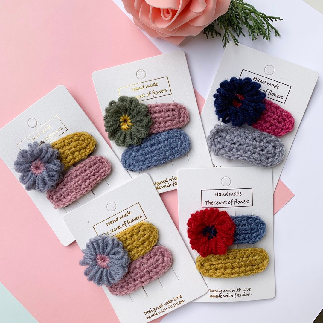 Knitting Snap Clips Set of 2 , Knitting Hair Clips Set , Toddlers Hair ...
