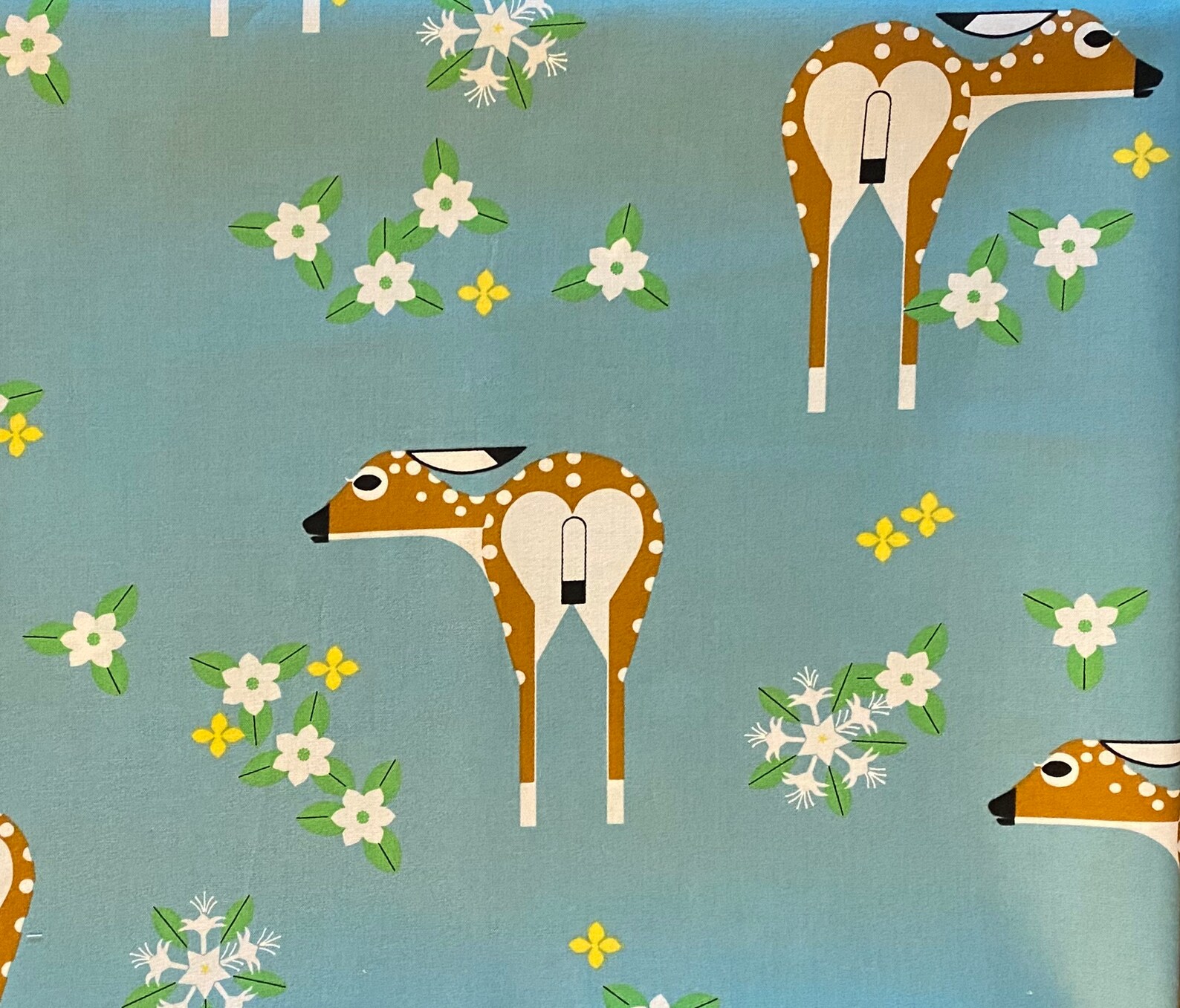 Charley Harper Deer Field Poplin Flowers Ladybugs - Fabric for Face ...