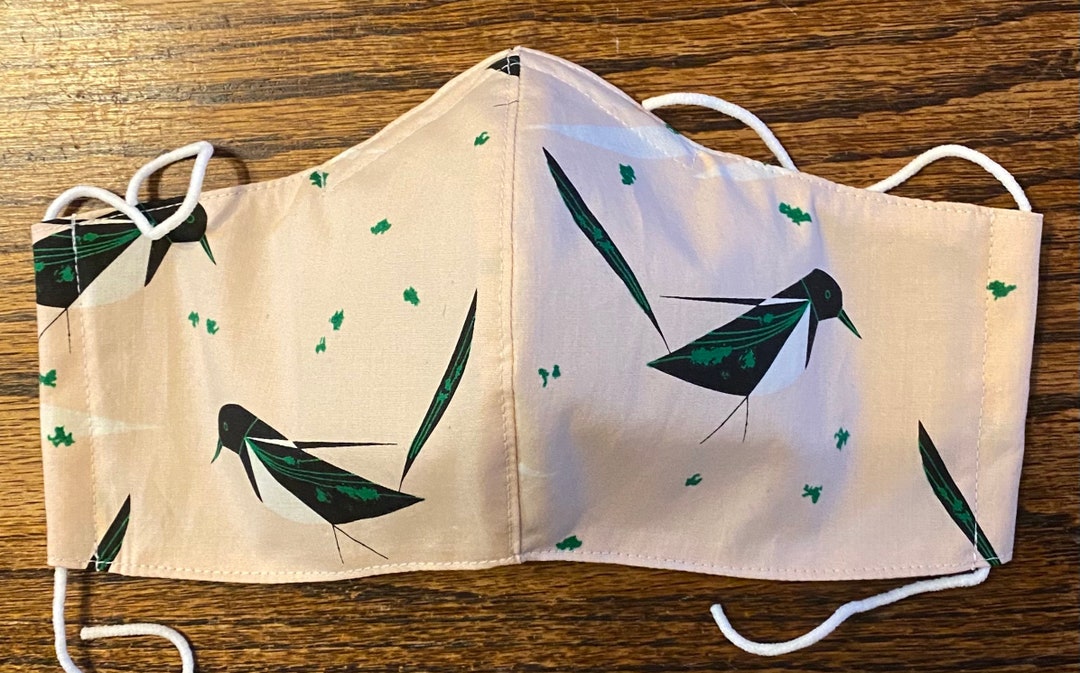 Charley Harper Black-billed Magpie Birds Fitted Cotton 2 Layer Face ...