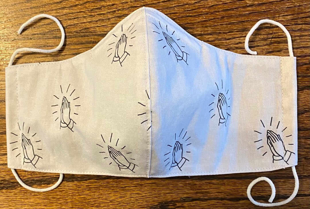 2 Options: Praying Hands Face Mask Fitted Cotton 2 Layer W/opt 3 Layer ...