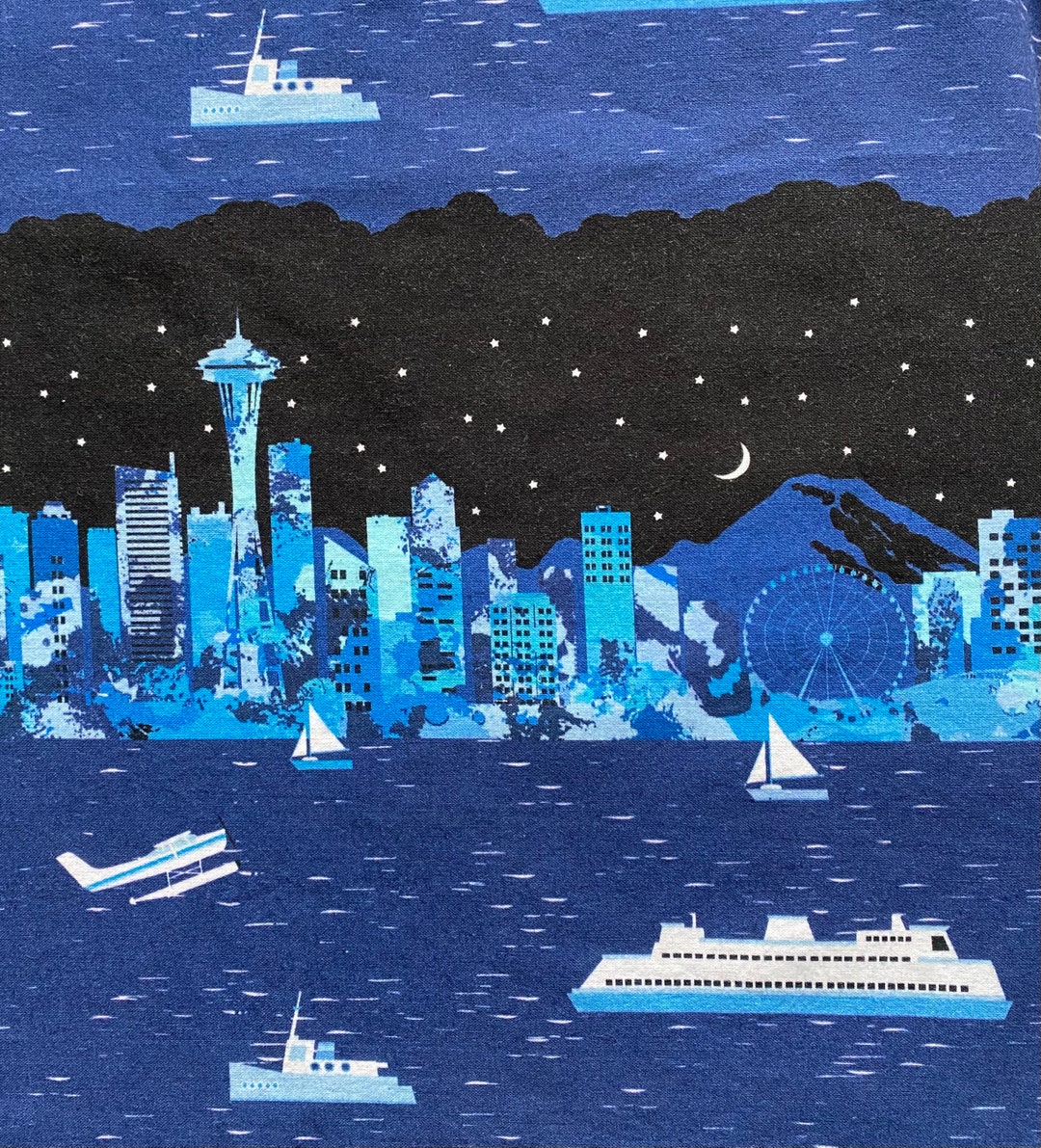 Seattle Skyline Space Needle Ferris Wheel - Night - Fitted Cotton 2 ...