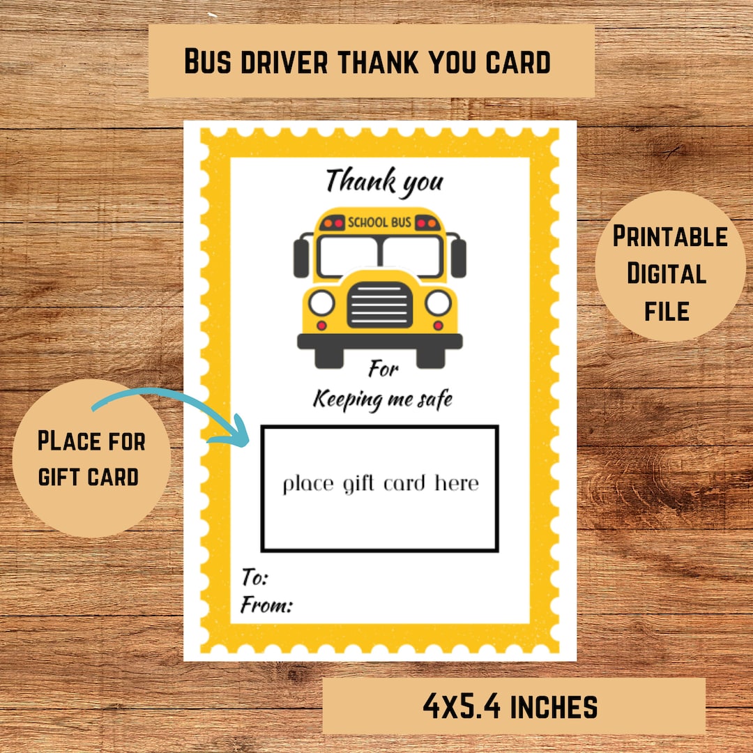 School Bus Driver Thank You Card, Bus Driver Appreciation Gift, Gift ...