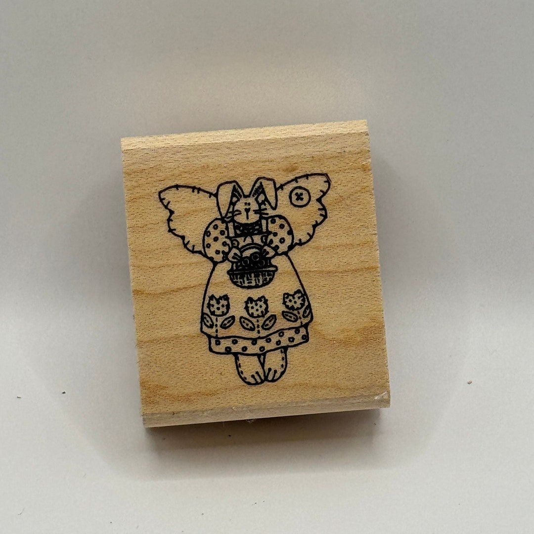 Bunny Angel Rubber Stamp - Etsy